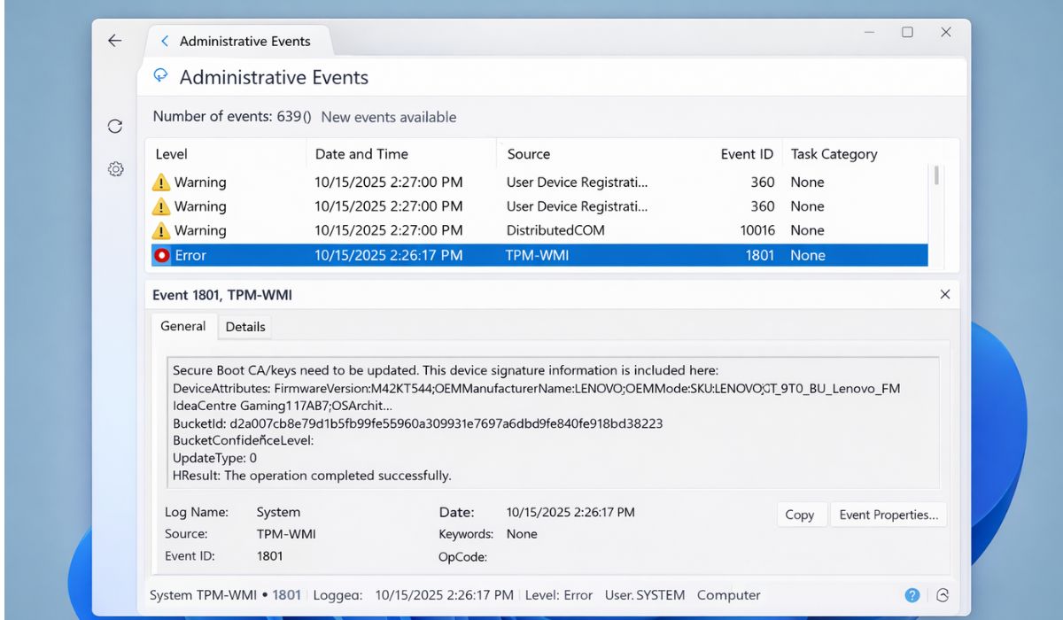 How to Fix TPM-WMI Event ID 1801? Troubleshooting Guide